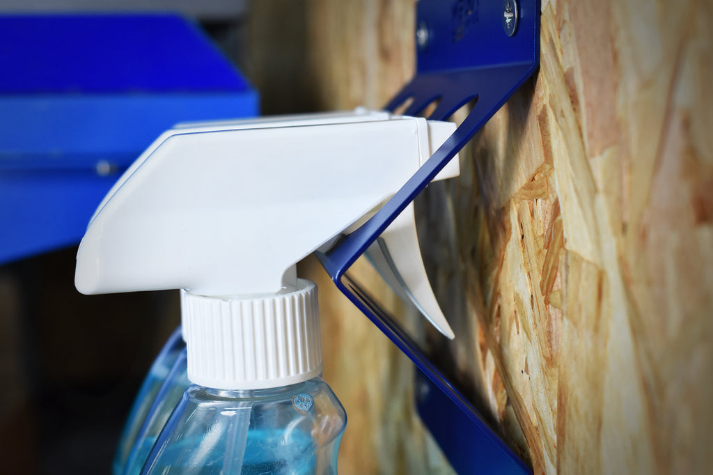 Spray Bottle Holder Wall Mount Bracket - Holds 3 - 10 Bottles