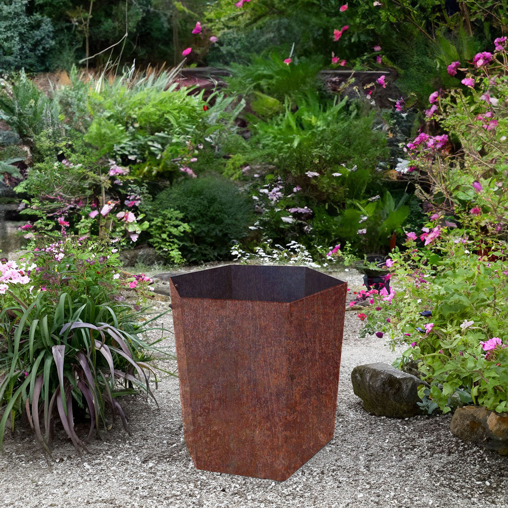Hexagon Planter - Rustic Steel - Multiple Sizes - Made in UK
