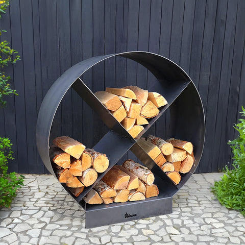 Circular Log Store - 1m Tall - 4 Sections for Logs - Outdoor Use