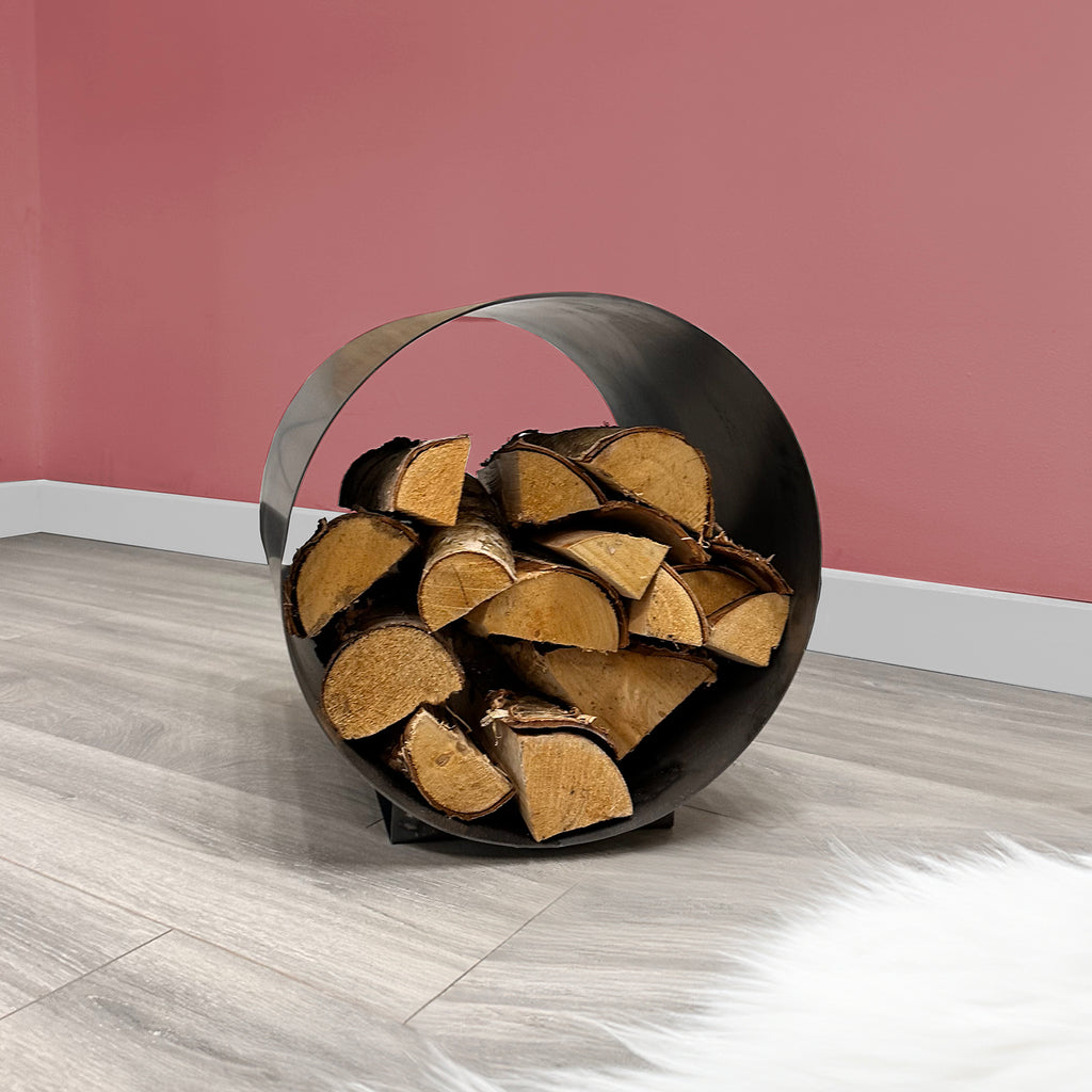 Circular Log Store - Bare Steel Finish - Volcann Collection