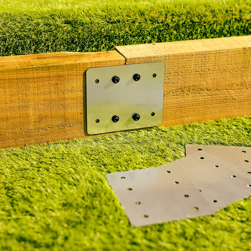 Railway Sleeper Bracket - 1-Tier Straight Joins - Galvanised Steel