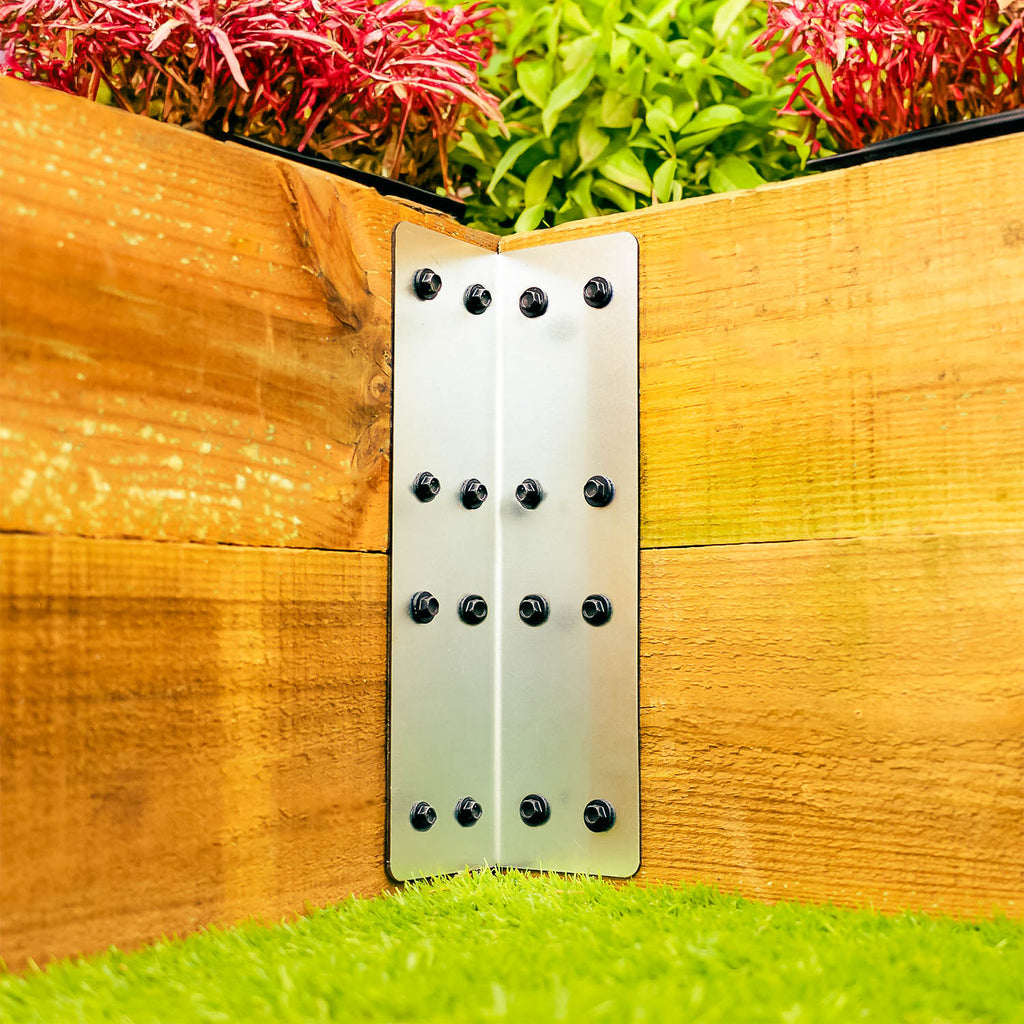 Railway Sleeper Bracket - 2-Tier Corner Joins - Galvanised Steel