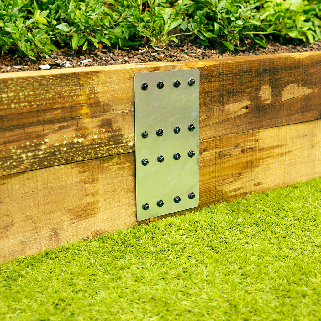 Railway Sleeper Bracket - 2-Tier Straight Joins - Galvanised Steel