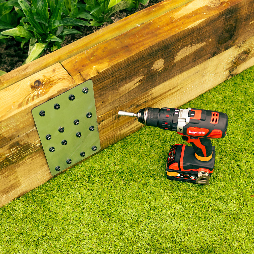 Railway Sleeper Bracket - 2-Tier Straight Joins - Galvanised Steel