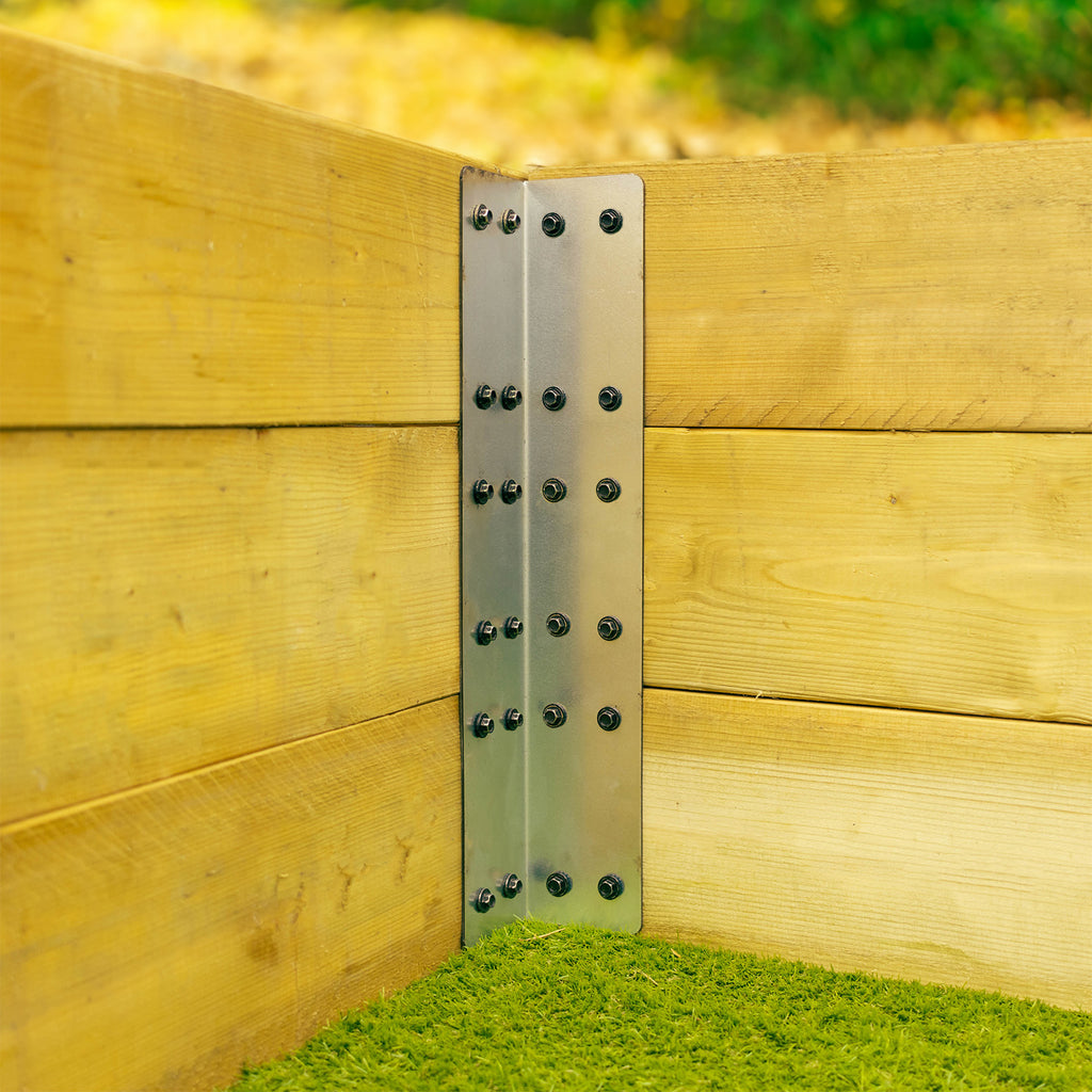 Railway Sleeper Bracket - 3-Tier Corner Joins - Galvanised Steel