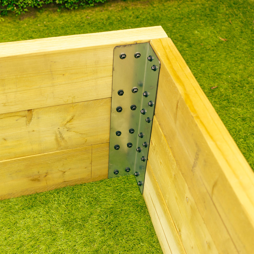 Railway Sleeper Bracket - 3-Tier Corner Joins - Galvanised Steel