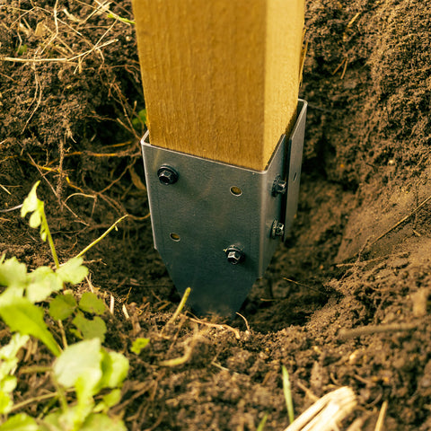 Drive In Fence Post Ground-Mount Brackets - Made in the UK