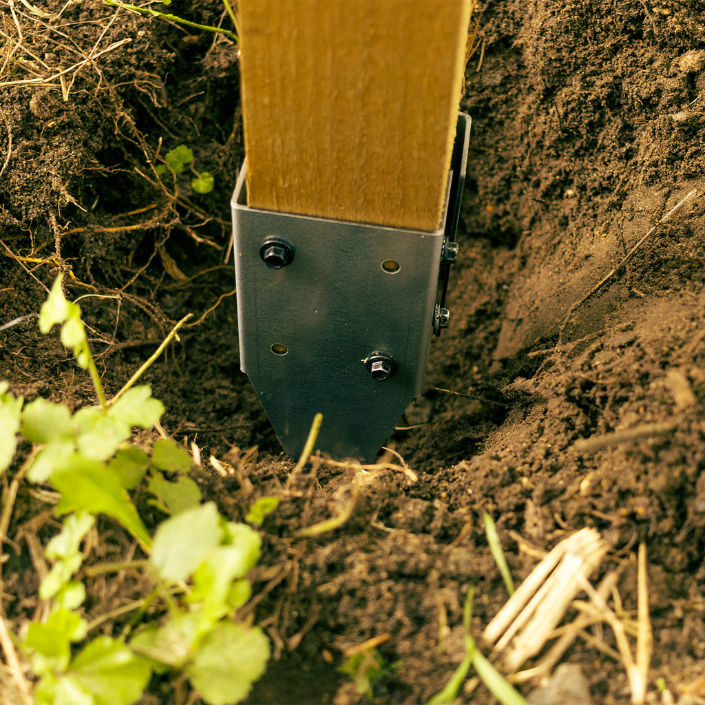 Drive In Fence Post Ground-Mount Brackets - Made in the UK