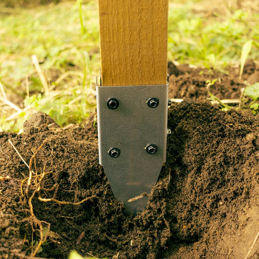 Drive In Fence Post Ground-Mount Brackets - Made in the UK