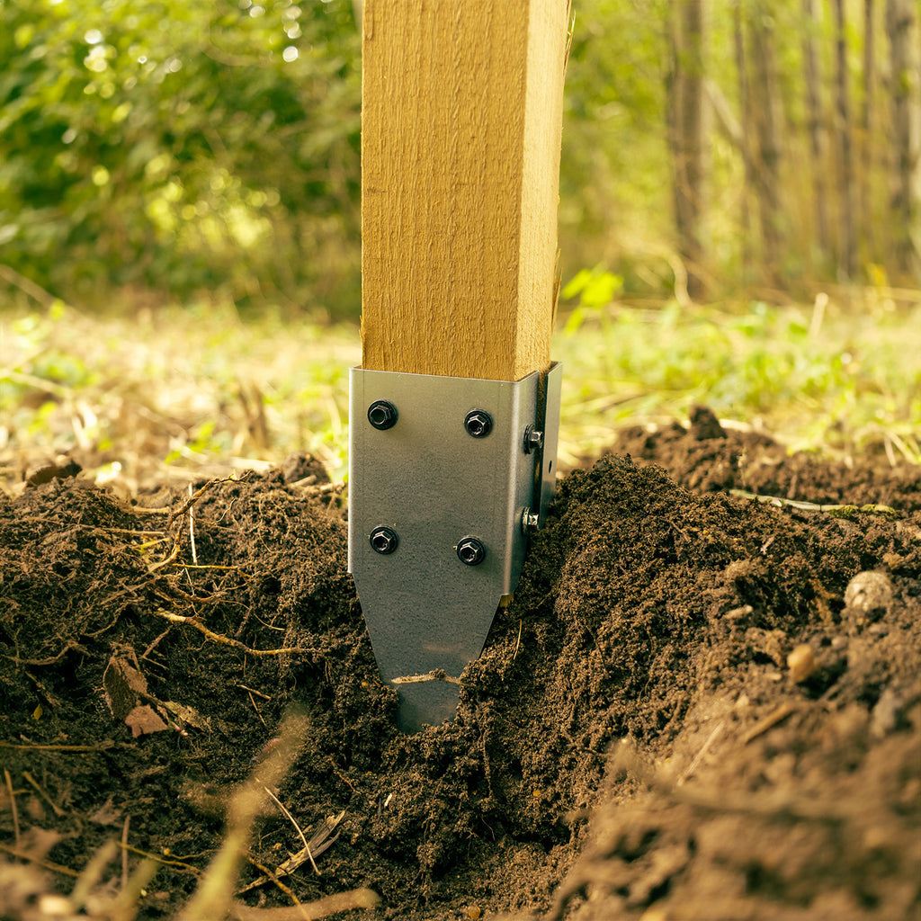 Drive In Fence Post Ground-Mount Brackets - Made in the UK