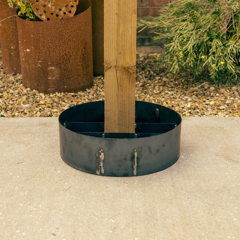 Planter Post Base - Rustic Steel Circular Planter Post Mount
