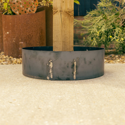 Planter Post Base - Rustic Steel Circular Planter Post Mount