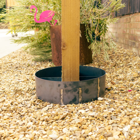 Planter Post Base - Rustic Steel Circular Planter Post Mount