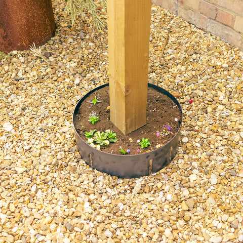 Planter Post Base - Rustic Steel Circular Planter Post Mount