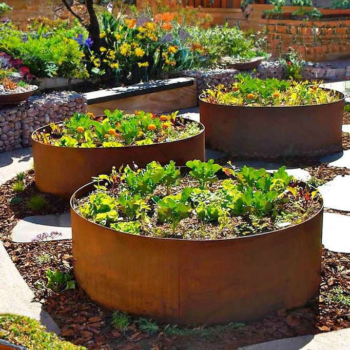 Tree Ring & Rustic Steel Planters - 15 Sizes Available
