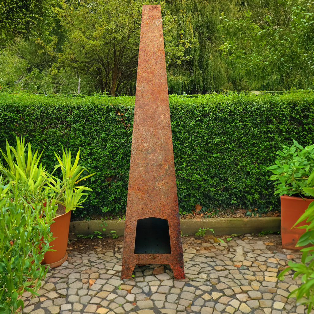 Volcann Chiminea | Rustic Steel, 2m Tall, Perfect for Gardens