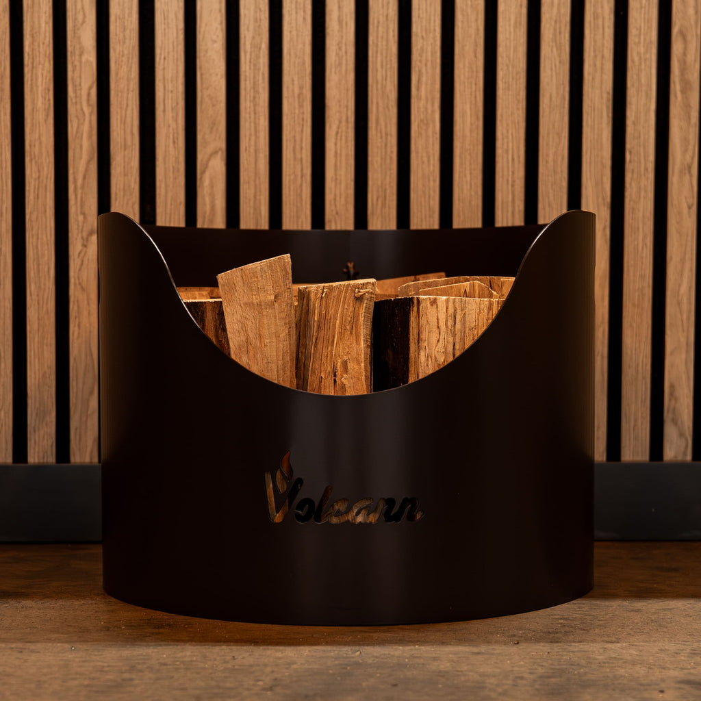 Log Scuttle & Kindling Storage Basket for Fireplaces - Volcann Halo ...