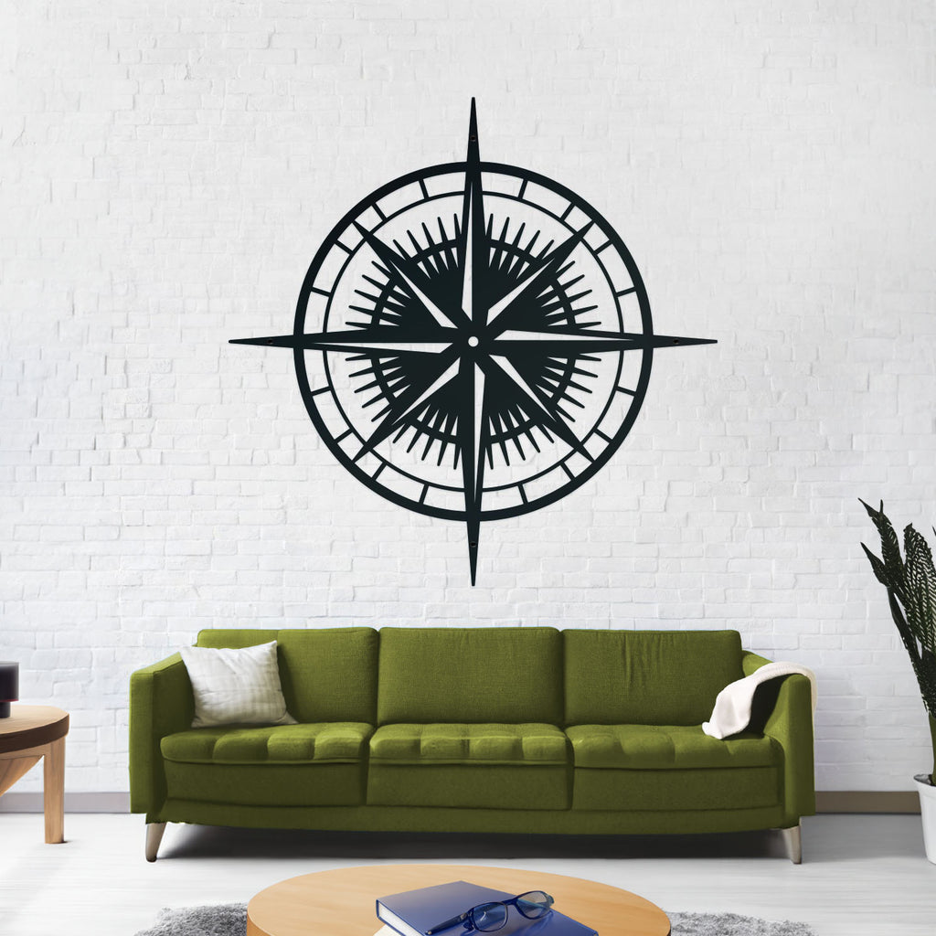 Metal Compass Wall Art | Geometric Design | 3 Sizes Available