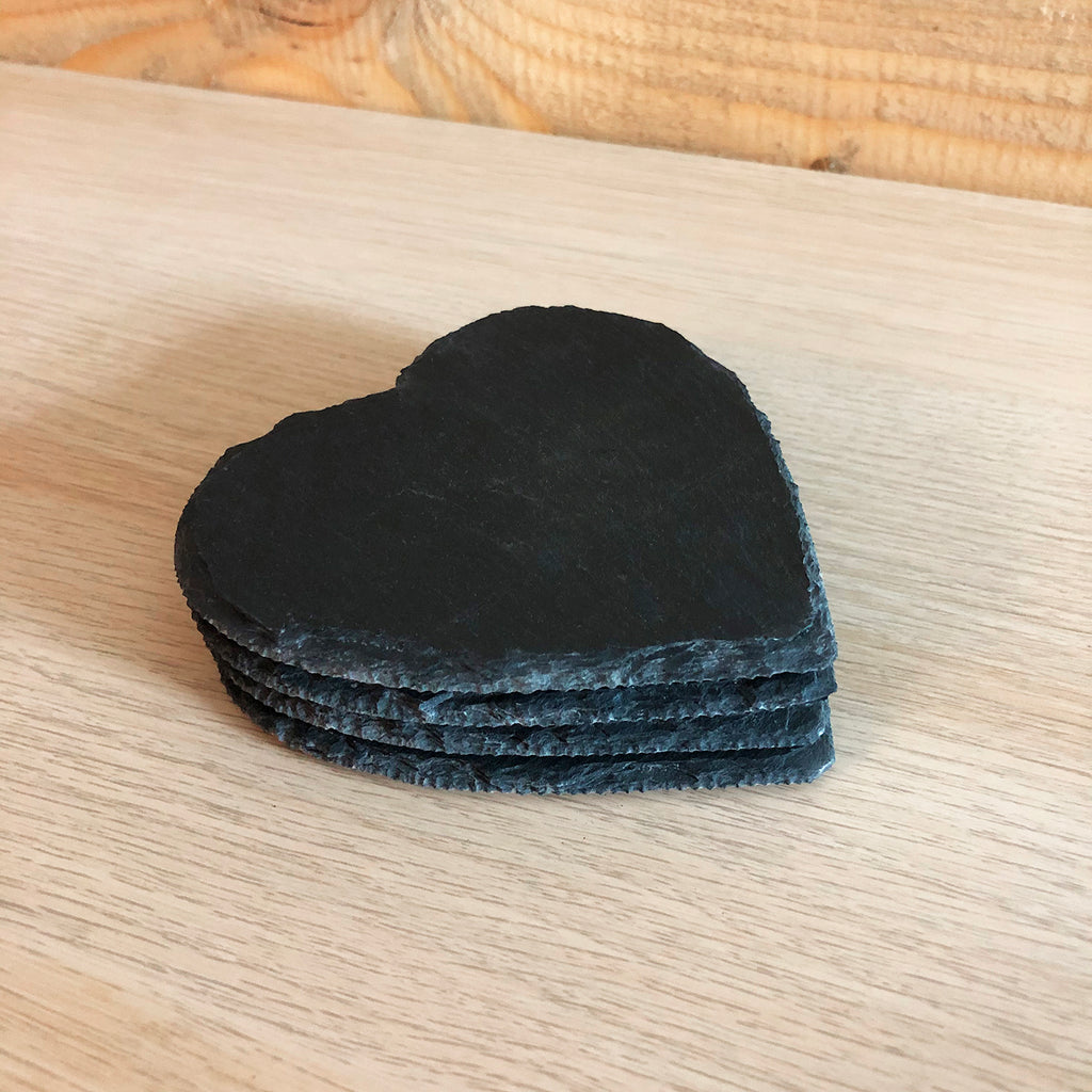 Heart Shaped Slate Coasters (Set of 4)