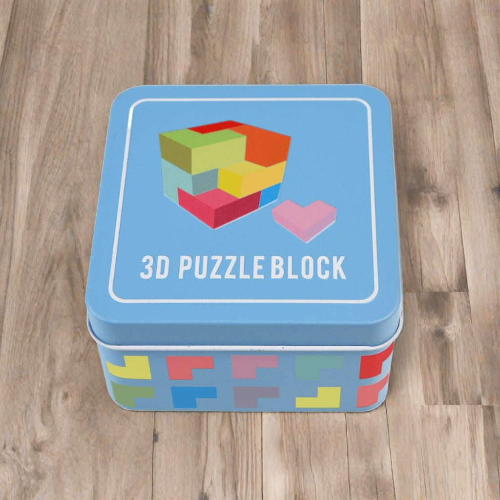 3D Wooden Puzzle Blocks & Storage Tin | Indoor Outdoors - Indoor Outdoors