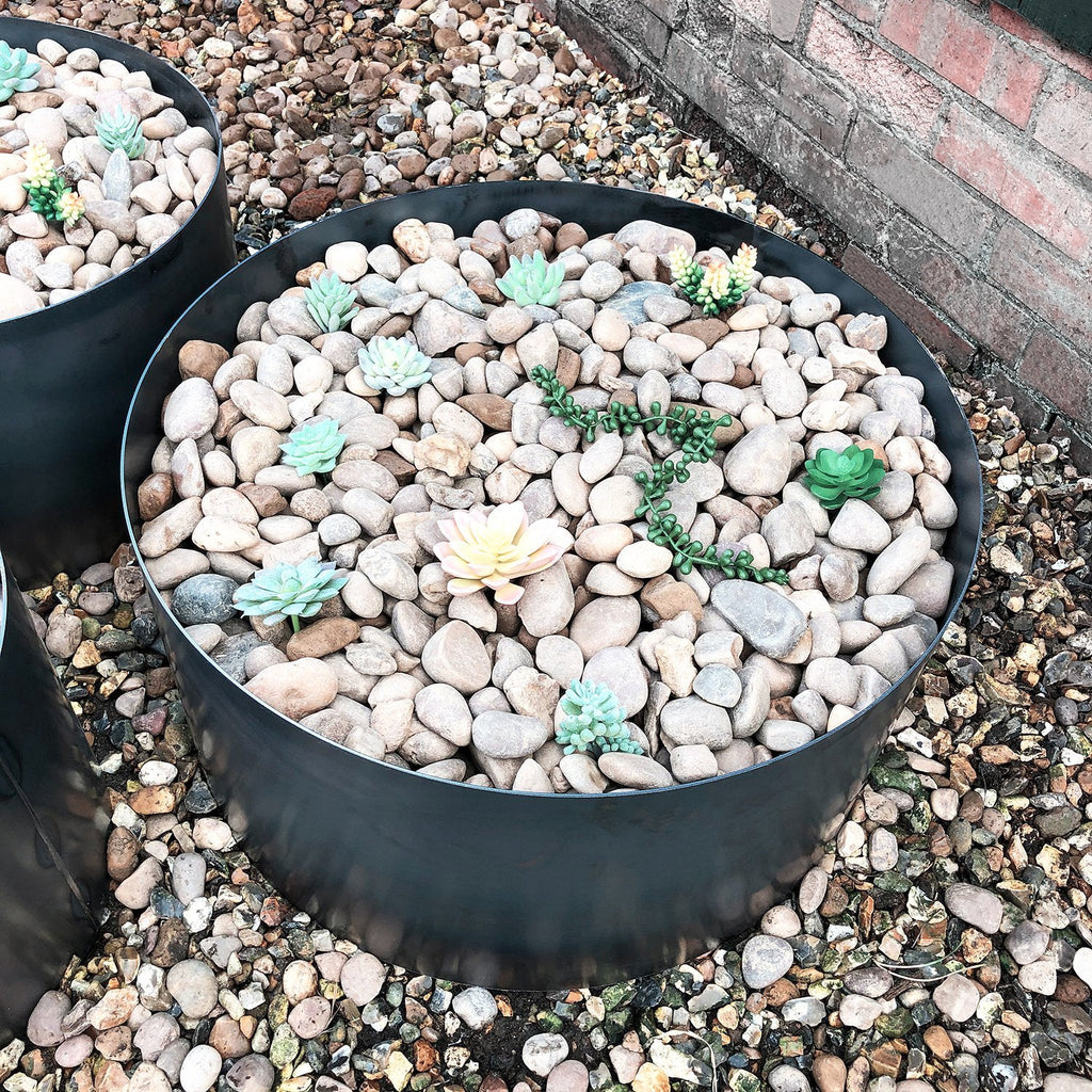 Circular Rustic Steel Planter Trio Set - 3 Planters for the Price of 1