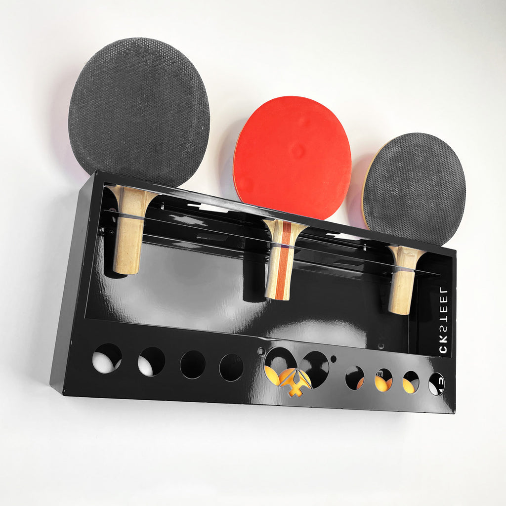 Ping Pong Ball Holder & Paddle Storage Unit | BlackSteel™