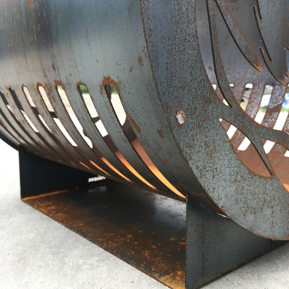 Phoenix Fire Pit - Intricate Design - Rustic Steel - Made in UK