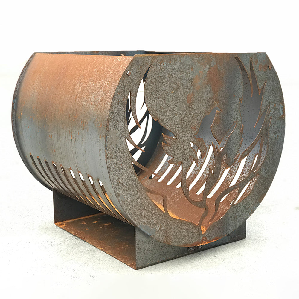 Phoenix Fire Pit - Intricate Design - Rustic Steel - Made in UK