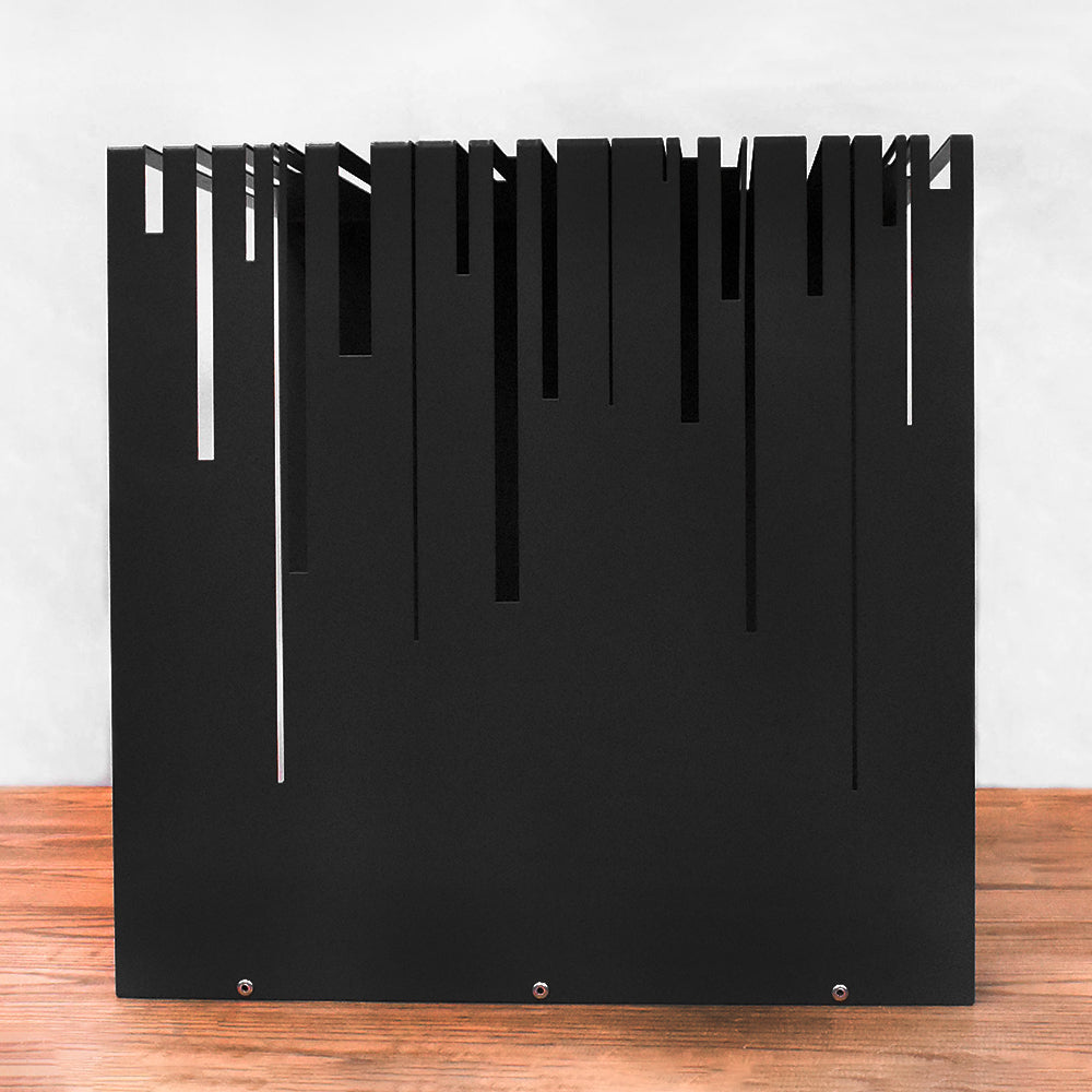 Log Basket - Cubist Pattern Design - Black Finish - Made in UK