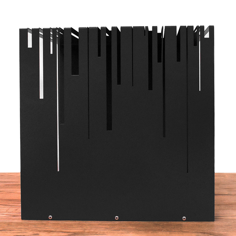 Log Basket - Cubist Pattern Design - Black Finish - Made in UK