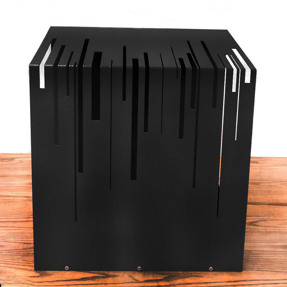 Log Basket - Cubist Pattern Design - Black Finish - Made in UK