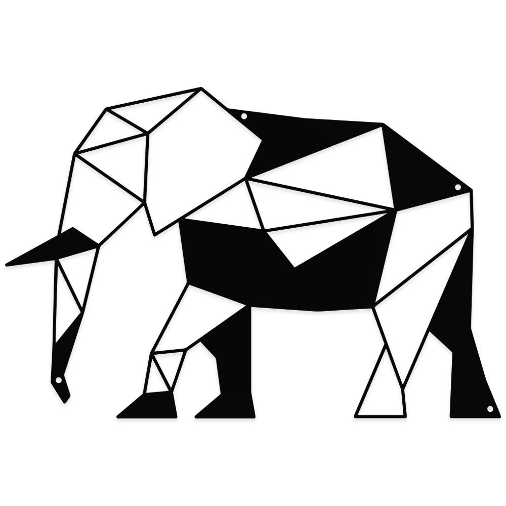 Elephant Wall Art - Minimalist, Geometric Style - Easy Wall Mount