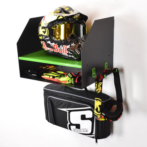 Motorcycle Helmet Shelf & Storage Unit | Store Your Helmet & Gear