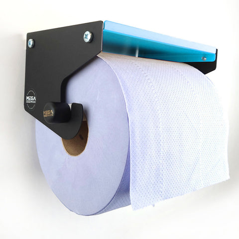 Blue Roll Holder with Shelf - Made in the UK - Galvanised Steel