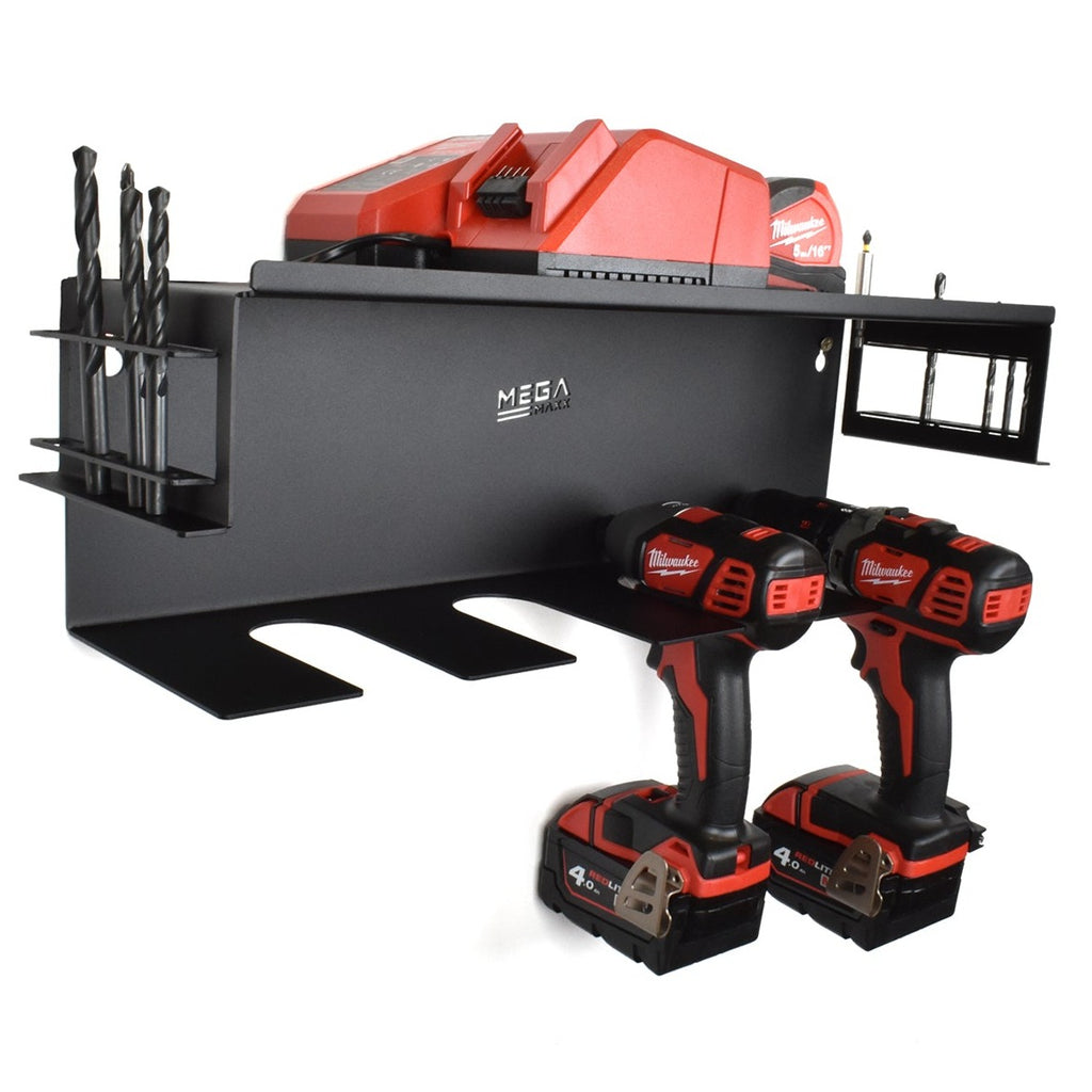 Power Tool Storage Shelf (4 Drill Capacity) - Easy Wall Mounting