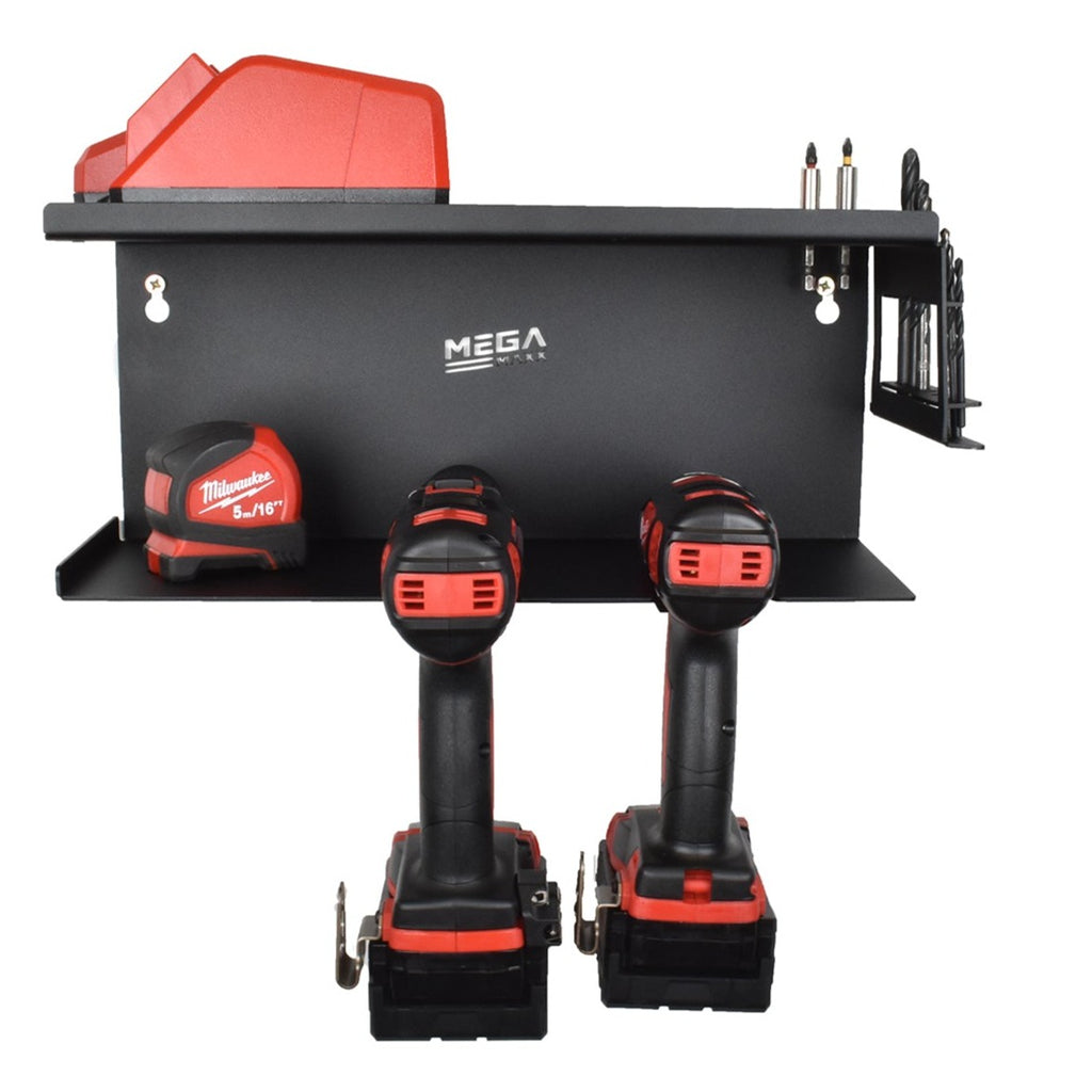 Power Tool Storage Shelf (2 Drill Capacity) - Easy Wall Mounting