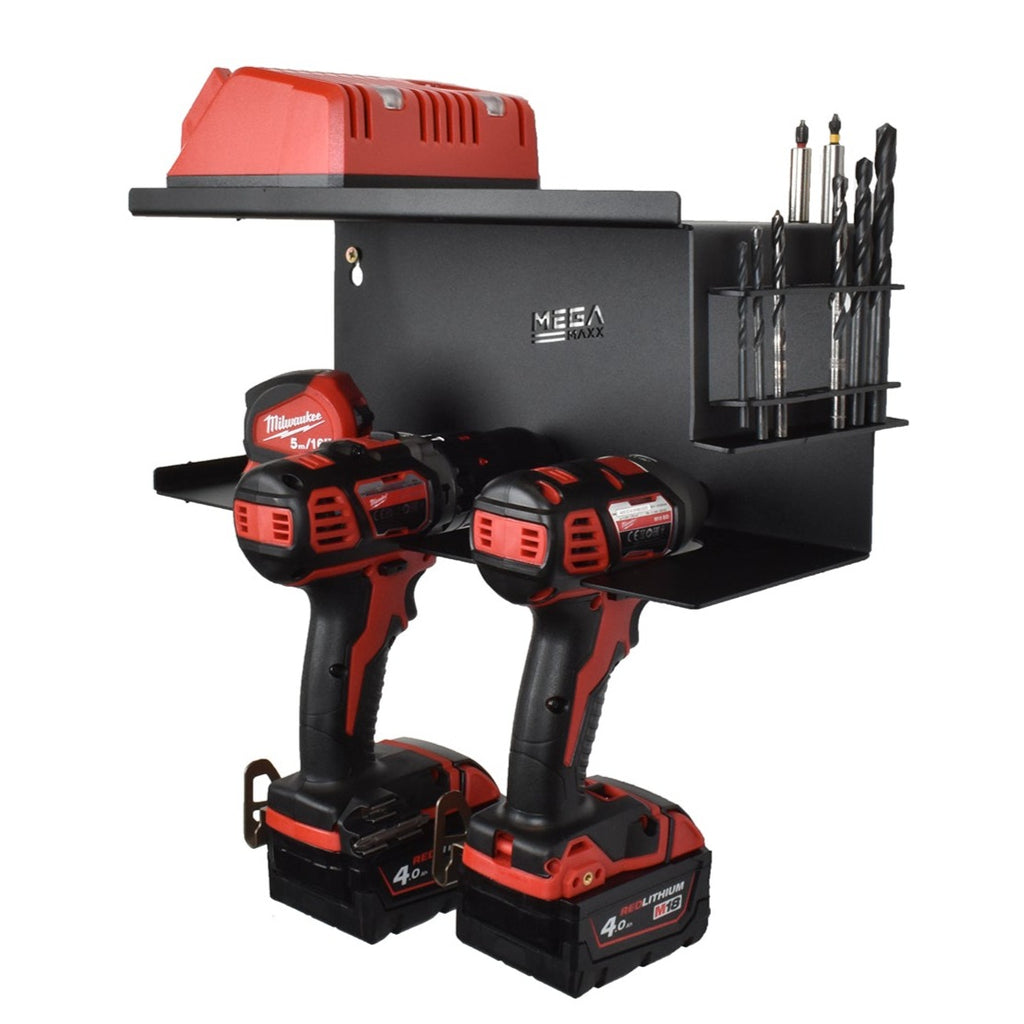 Power Tool Storage Shelf (2 Drill Capacity) - Easy Wall Mounting