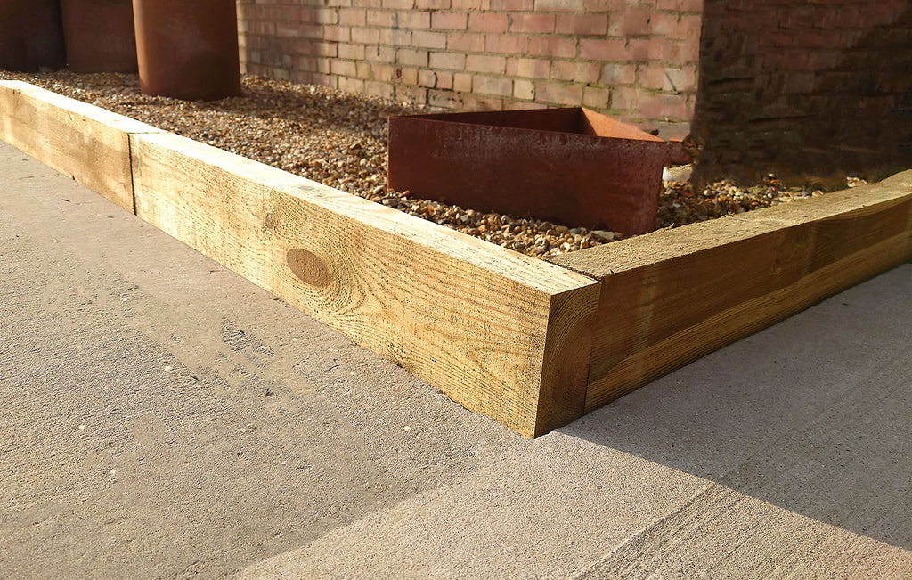 Treated Railway Sleepers - Green Treated - 980x150x75mm