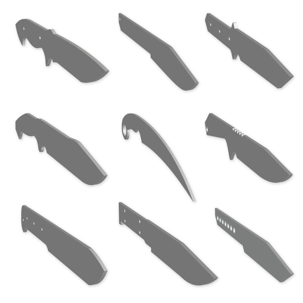 Knife Forging Templates Set - 9 Styles Included - For Bladesmiths