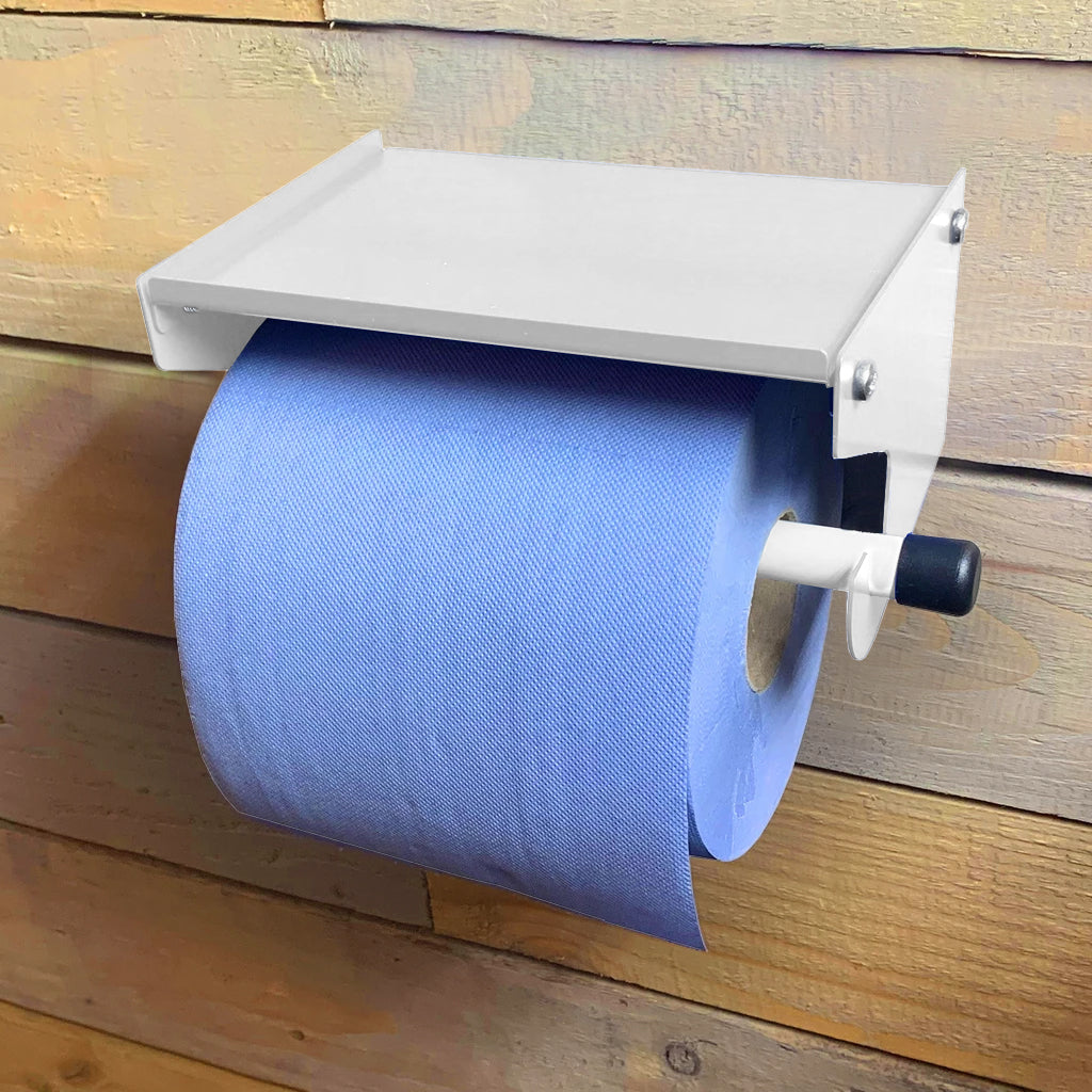 Blue Roll Holder with Shelf - Made in the UK - Galvanised Steel