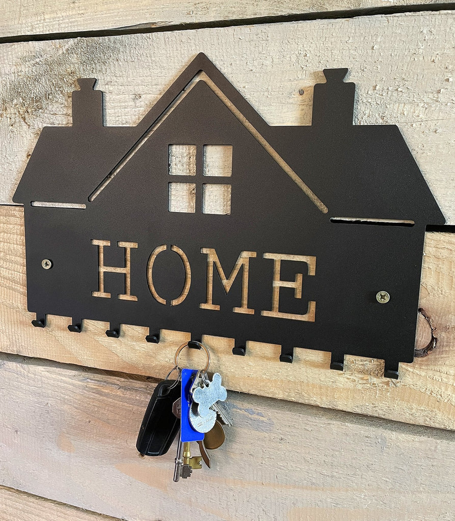 Home Key Rack - House Silhouette Design - 8 Key Holders