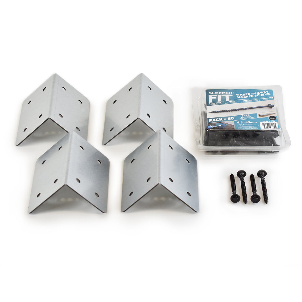 Railway Sleeper Bracket - 1-Tier Corner Joins - Galvanised Steel