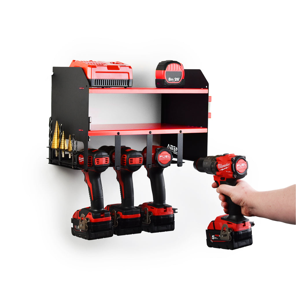 Power Tool Storage Unit - Store 4 Drills - Wall Mount - Made in UK