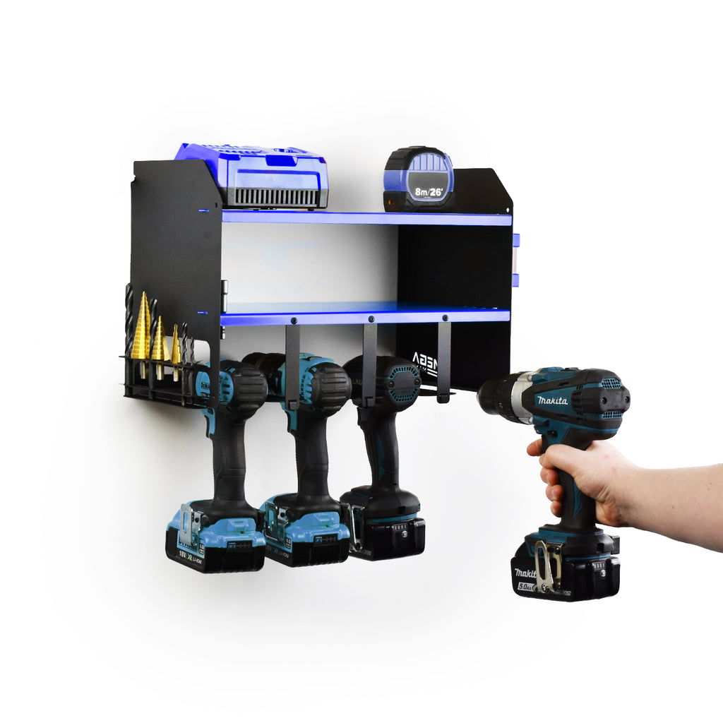 Power Tool Storage Unit - Store 4 Drills - Wall Mount - Made in UK