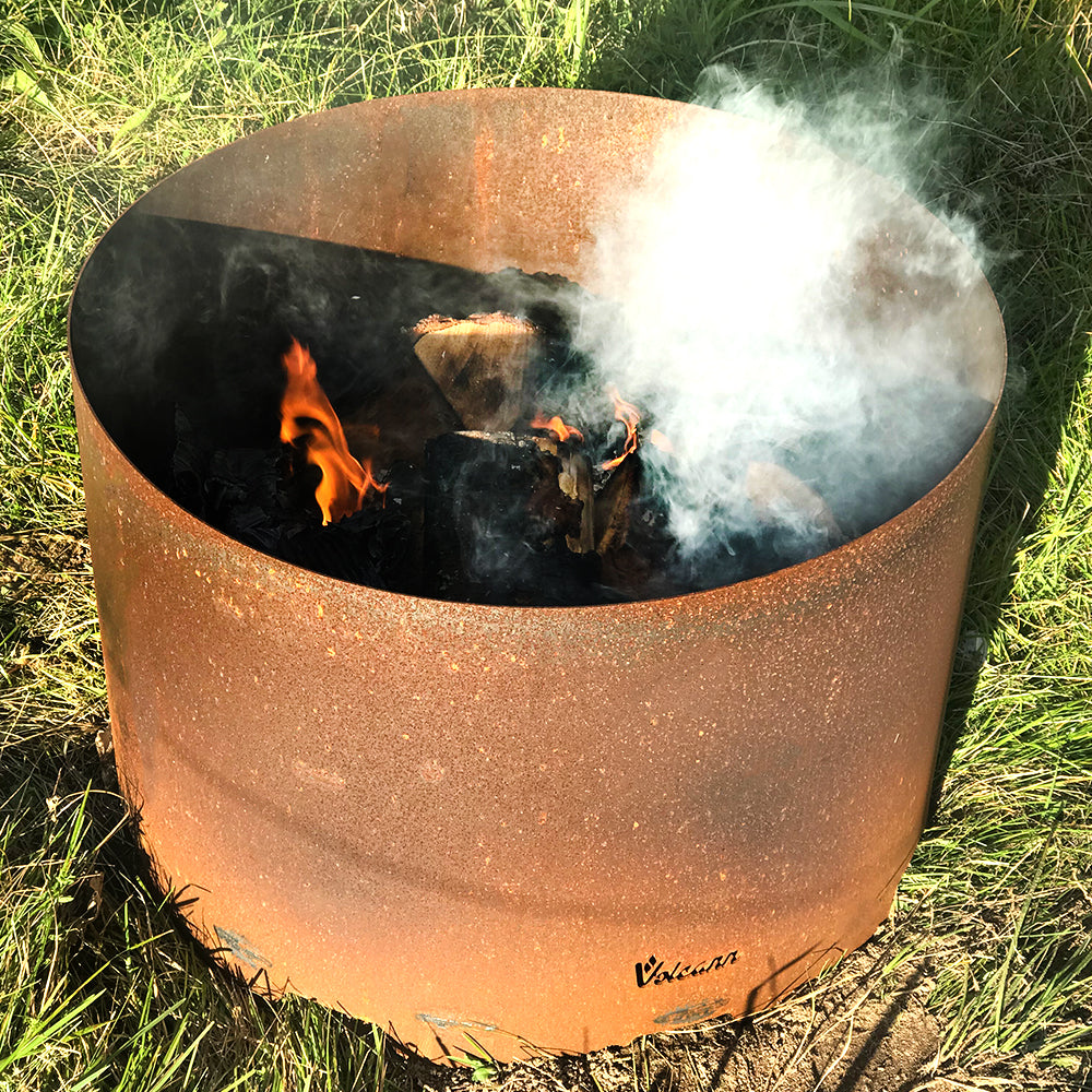 Fire Pit Brazier - Volcann Circular Rustic Steel Fire Pit