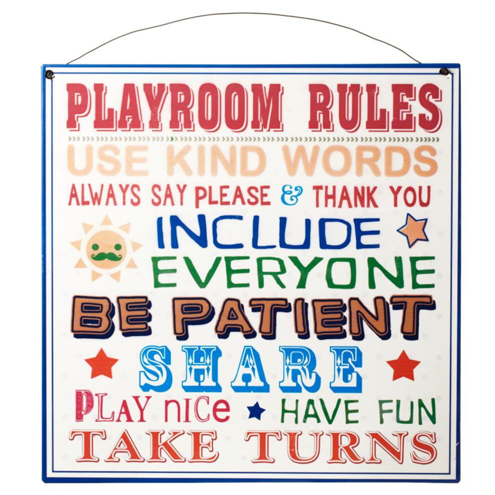 Playroom Rules Sign - Metal Sign for Kids Bedrooms